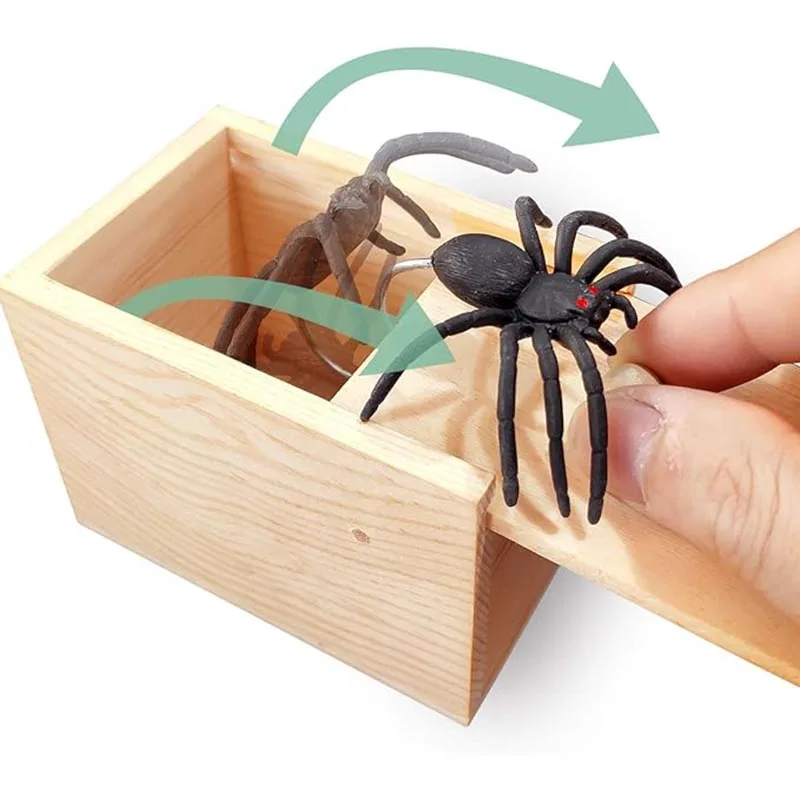 Wooden Prank Spider Scare Box Halloween Toys for Kids Children Funny ...