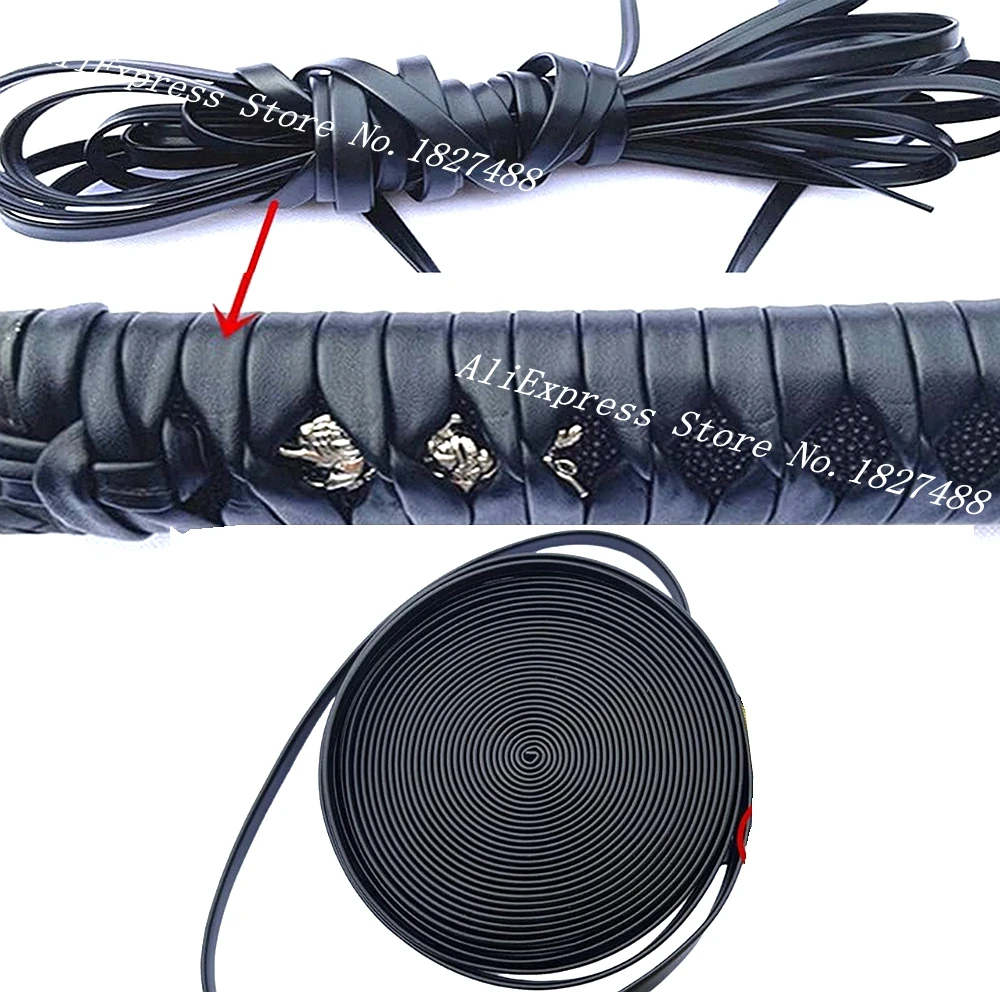 Quality-Black-Leather-Ito-Sageo-Tsuka-Wrap-Cord-for-Japanese-Samurai ...