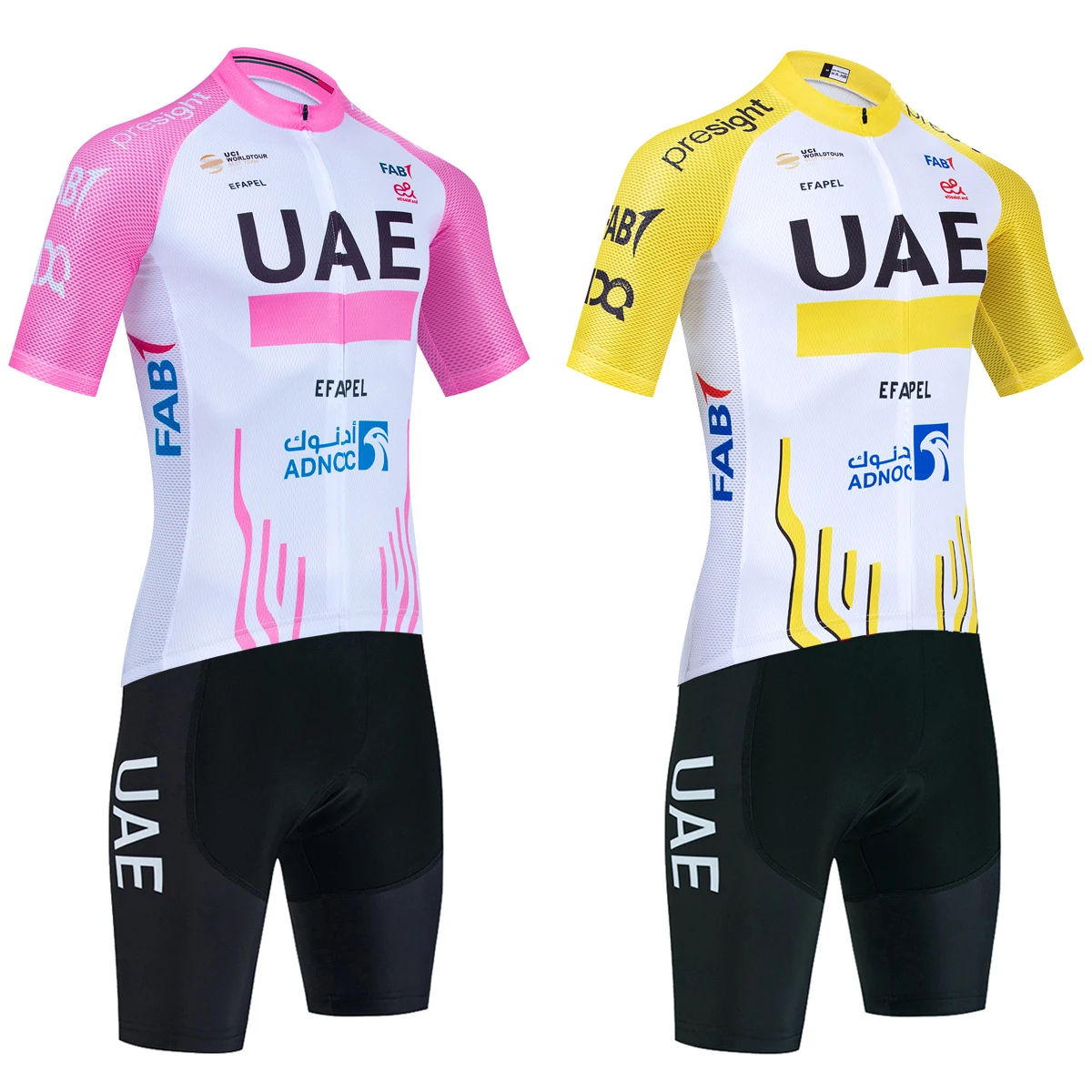 New 2025 PINK YELLOW Cycling Jersey UAE TEAM Bike Jersey Shorts Set ...