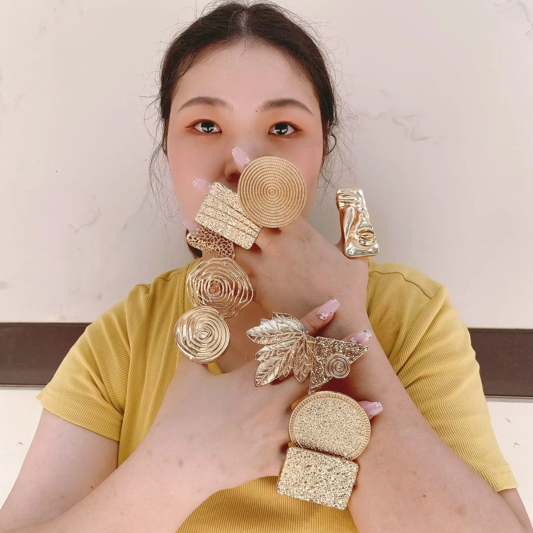 Rings-For-Women-Big-Gold-Plated-Ring-Assorted-Elements-and-Shapes ...