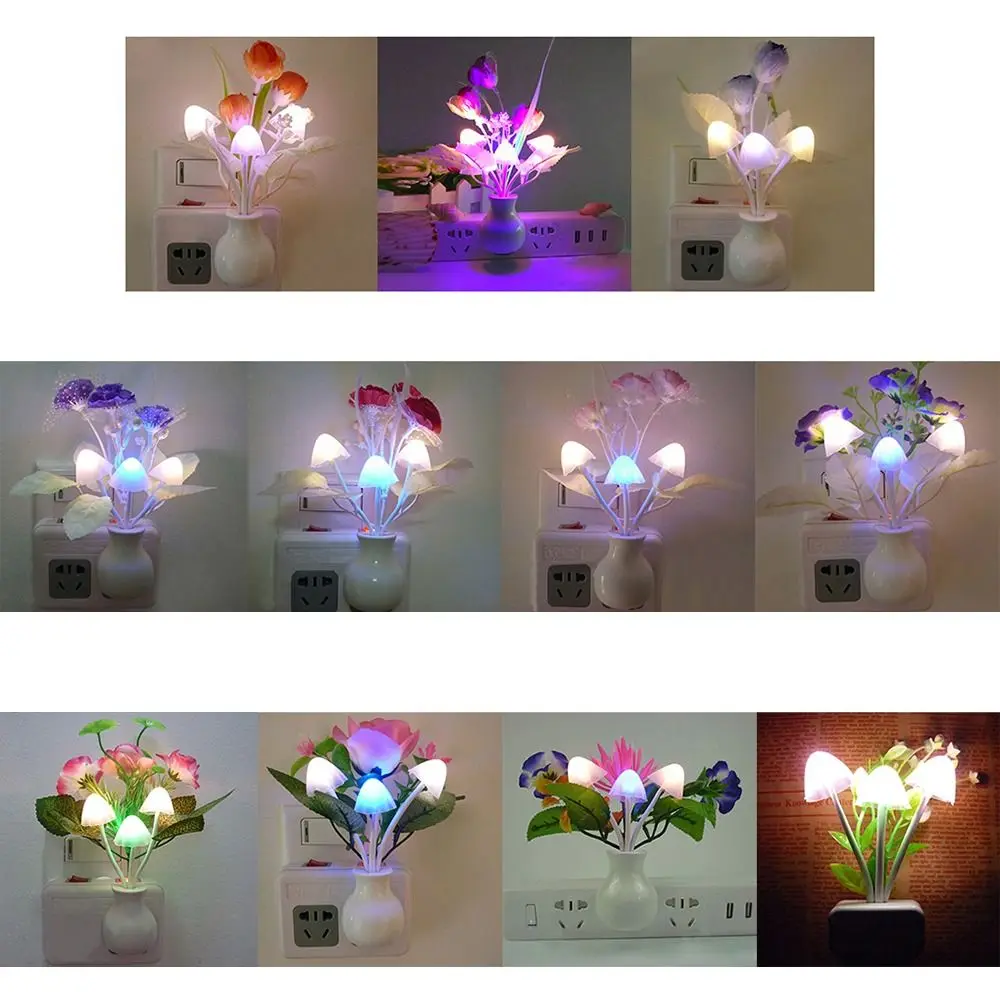 Tulips Valentines Day Gift Lilac Floral Lamp LED Mushroom Night Lights ...