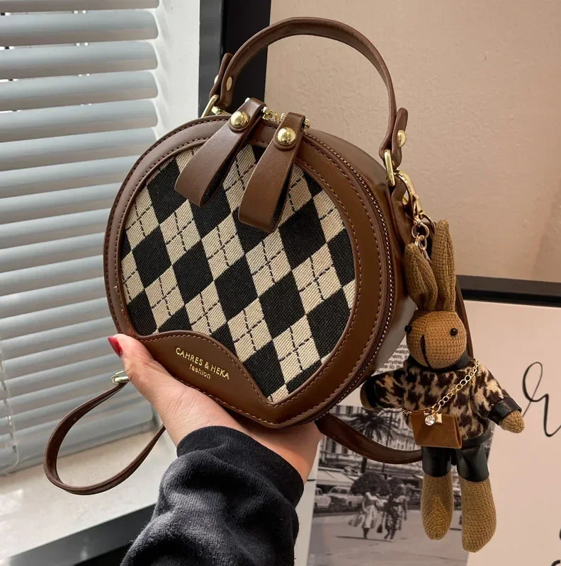 Crossbody-Checkered-High-Grade-Design-Popular-Small-Round-Bag-Popular ...
