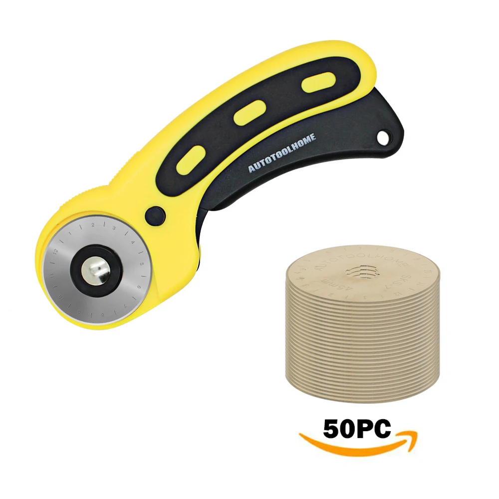 50pcs-45mm-Titanium-Coated-Rotary-Cutter-Blades-with-Fabric-Paper ...