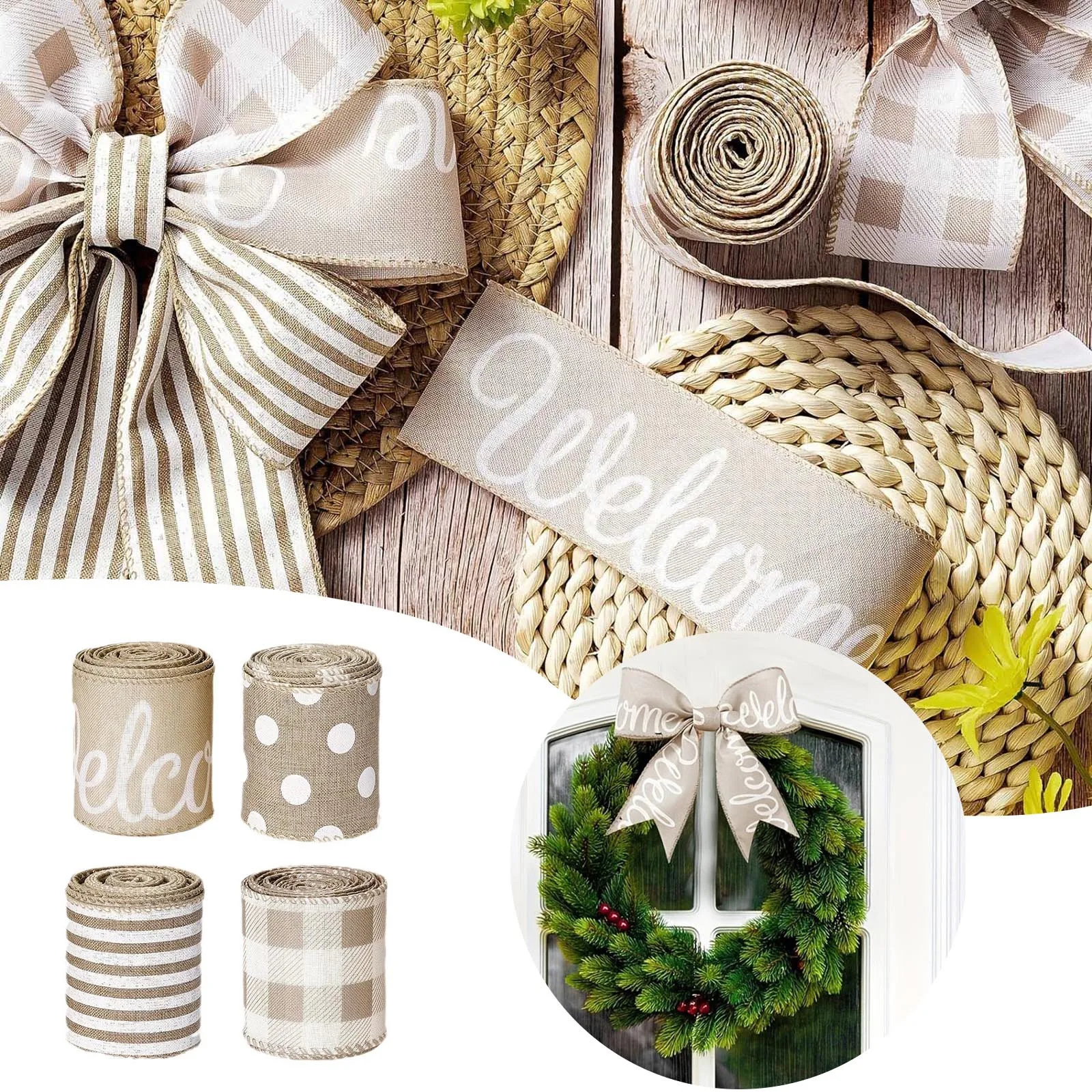 Christmas-Ribbons-New-Year-Gift-Wrapping-Decor-Ribbon-Wreath-Bows-DIY ...