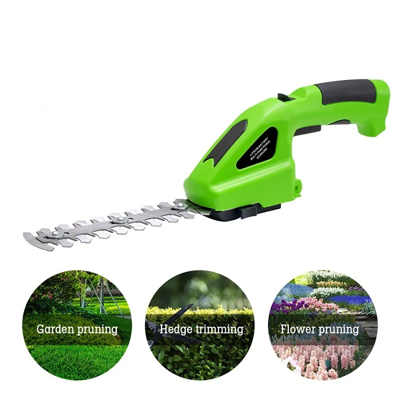 7.2V Rechargeable 2 IN 1 Cordless Electric Hedge Trimmer Built in ...
