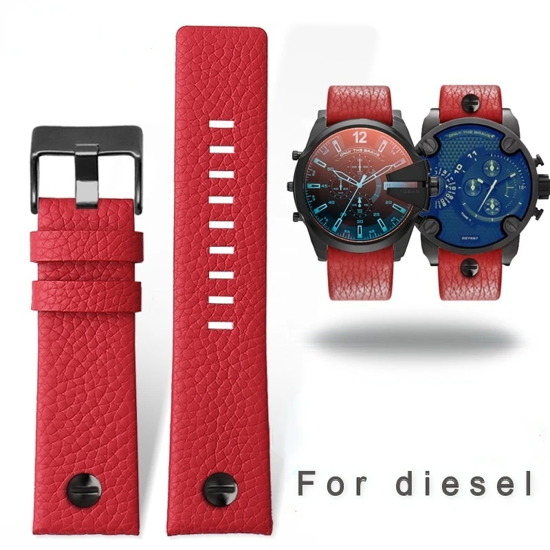 New-leather-watchband-For-diesel-DZ7395-DZ7370-DZ7257-DZ7430-red-watch ...