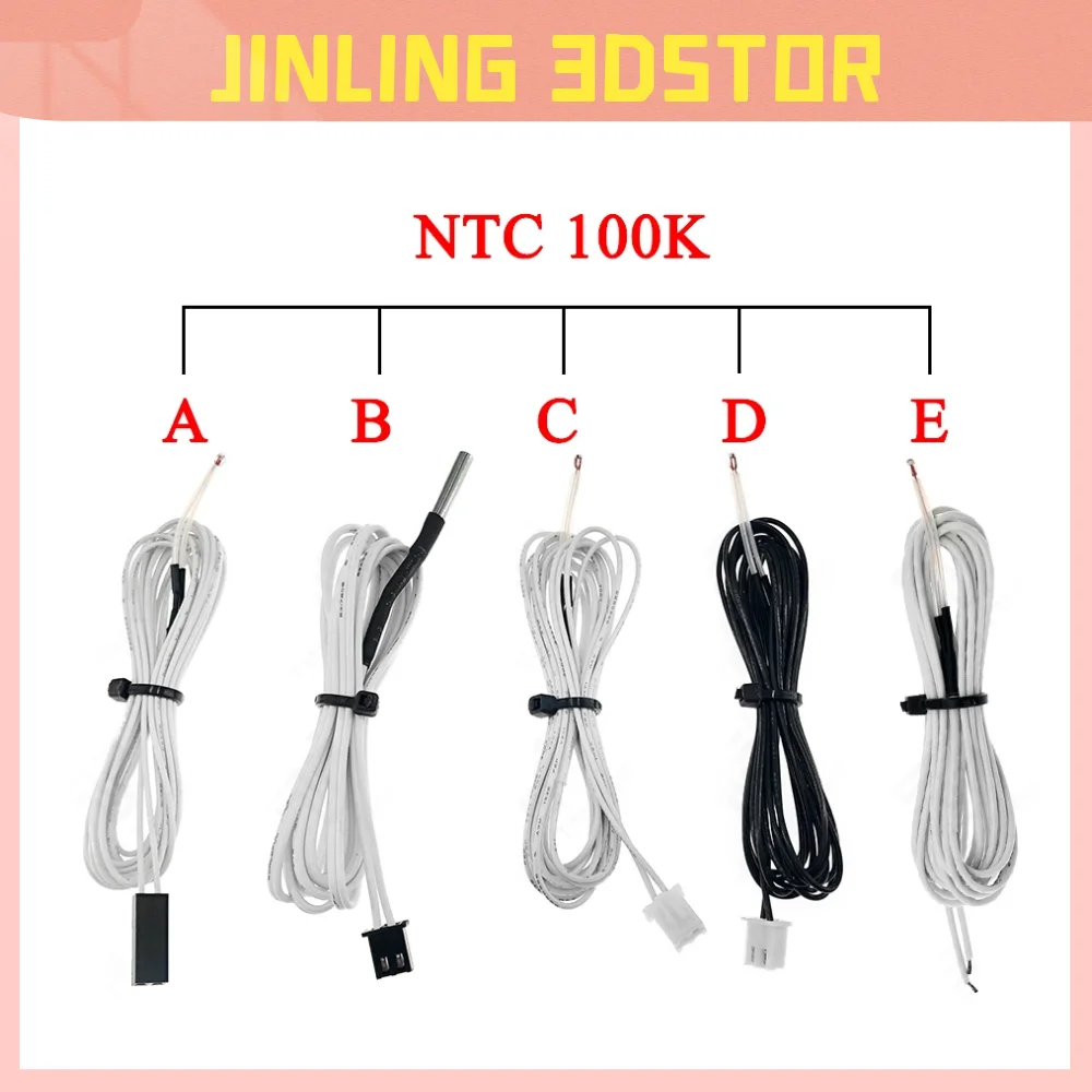 5pcs/lot 100K ohm NTC 3950 Thermistors Sensors with Cable 3D Printers Parts Temperature Part ...