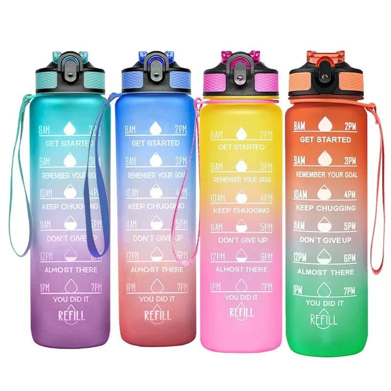 Water Bottle 1 Liter Water Bottle Sport Leakproof Gradient Color ...