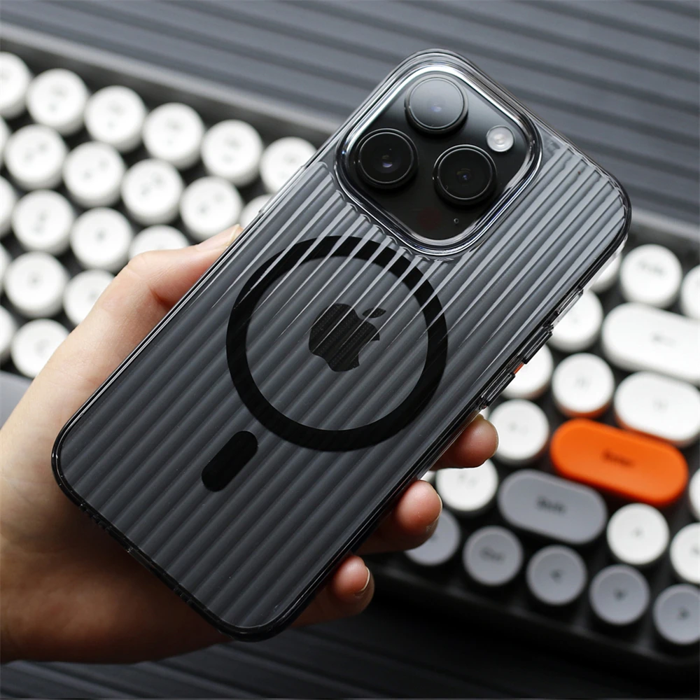 Corrugated Pattern Magnetic Wireless Charge Case For Magsafe For iPhone ...