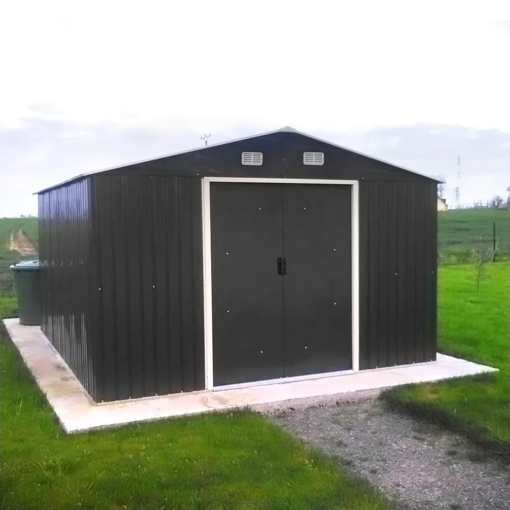12x10ft Large Outdoor Metal Peaked Roof Garden Tool Shed Utility Tool ...