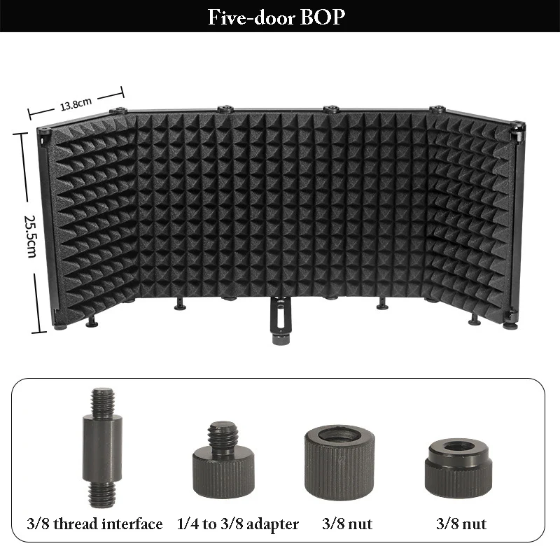 Adjustable-5-Panel-Microphone-Isolation-Shield-Foldable-Studio ...