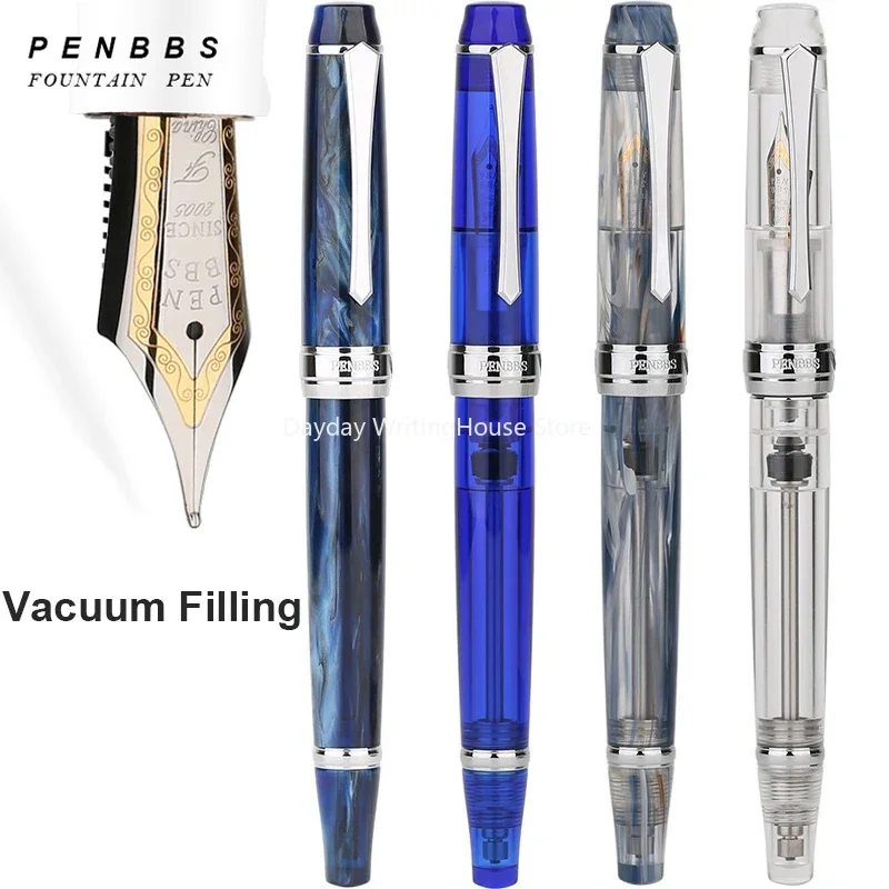 PENBBS-456-Vacuum-Filling-Fountain-Pen-Resin-Transparent-Body-Iridium-Fine-Nib-0-5mm-Fashion ...