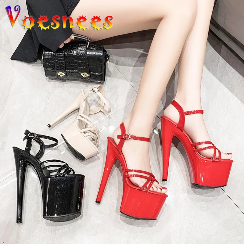 Fashion-Runway-Sexy-Model-High-Heels-14CM-Ankle-Strap-Buckle-Platform ...