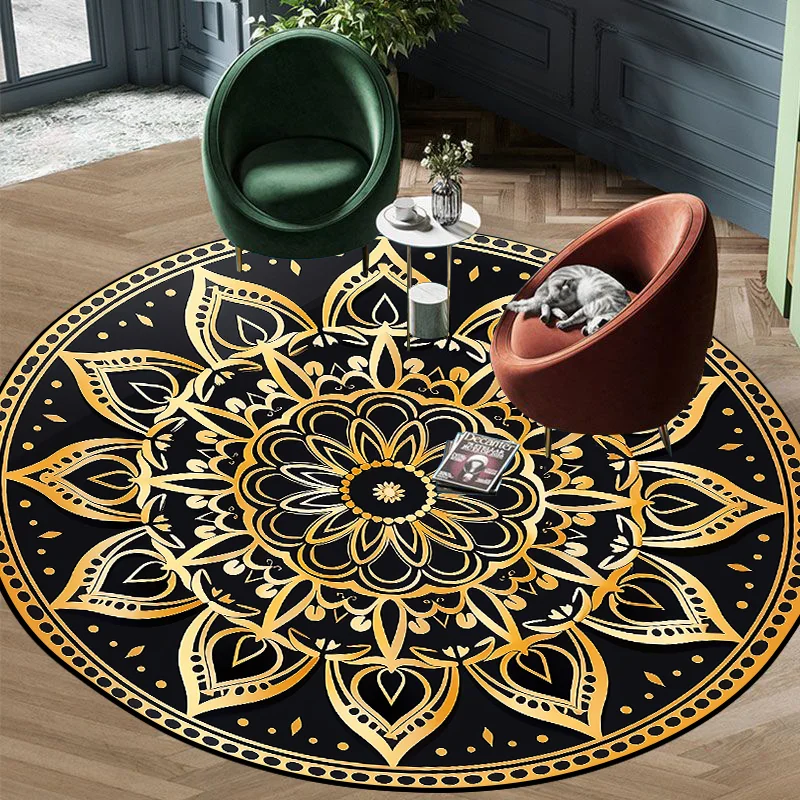European-Black-Gold-Round-Carpet-for-Living-Room-Luxury-Decoration ...