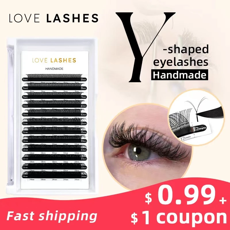 LOVE LASHES YY Shape extensiones de pestañas postizas naturales, C/D, volumen brasileño, tejido ...