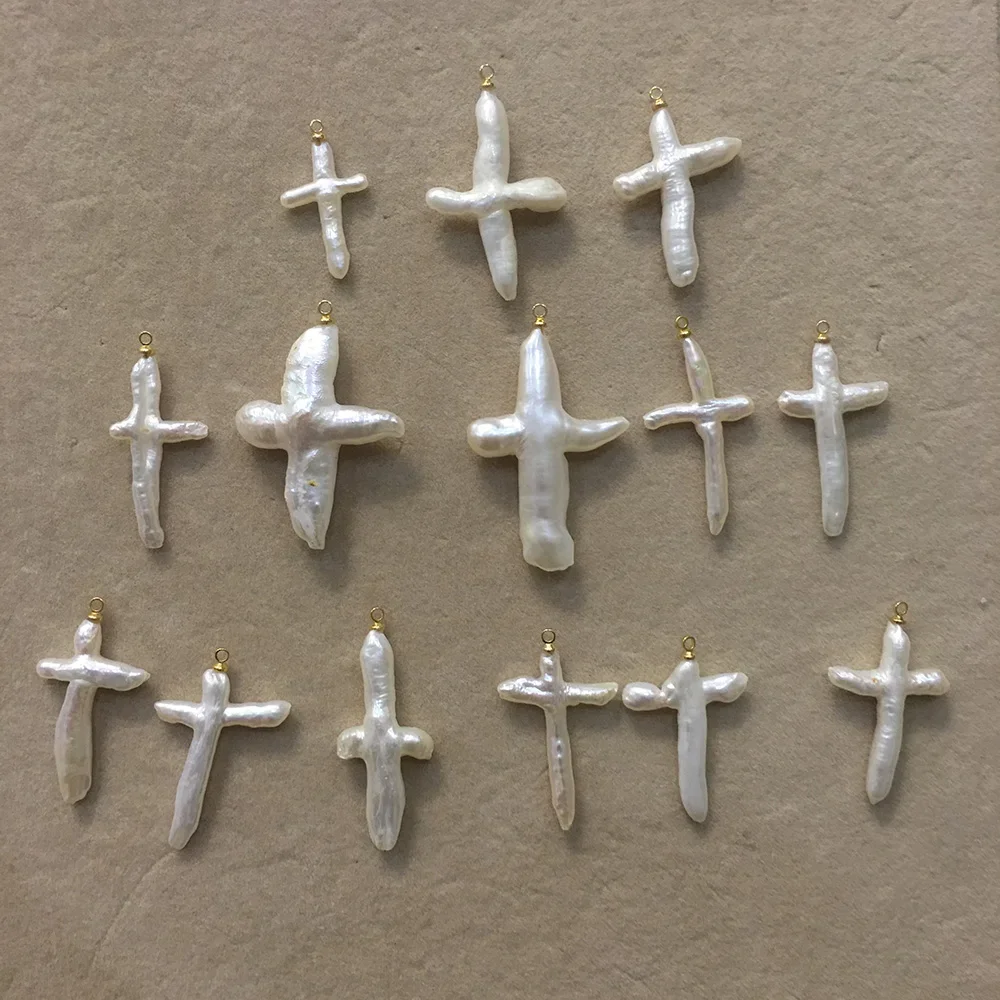 DIY-pearl-bead-15-50-mm-big-cross-baroque-shape-loose-freshwater-pearl ...