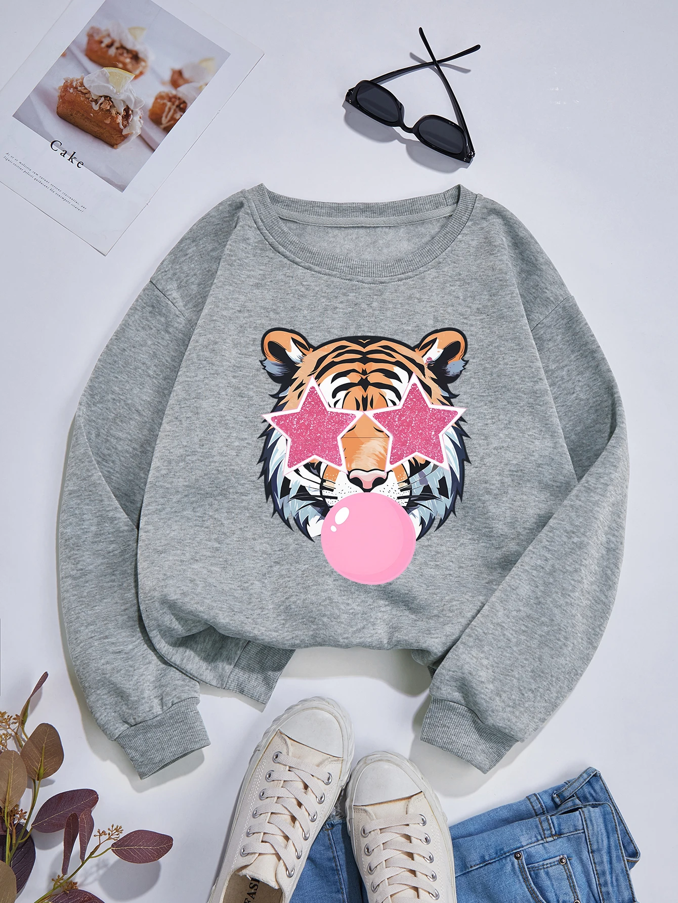 Sudaderas-de-burbuja-de-soplado-de-Tigre-jersey-de-cuello-redondo-Tops ...