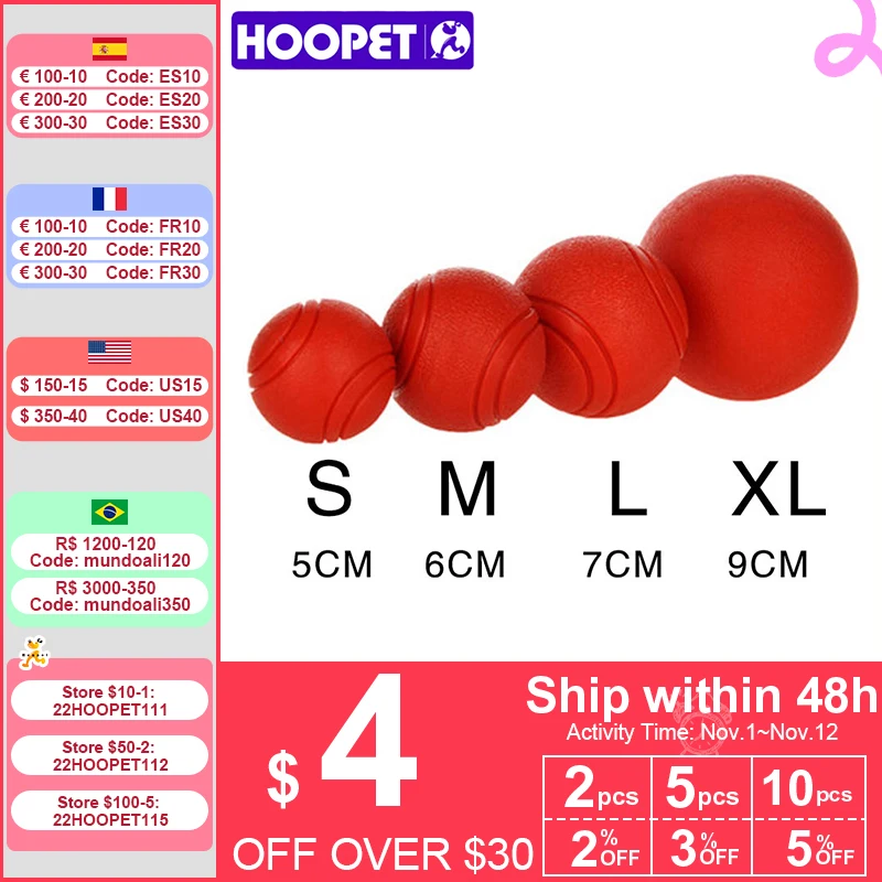 Hoopet Dog Toy Rubber Ball Bite-resistant Ball Toy For Dogs Puppy Teddy ...