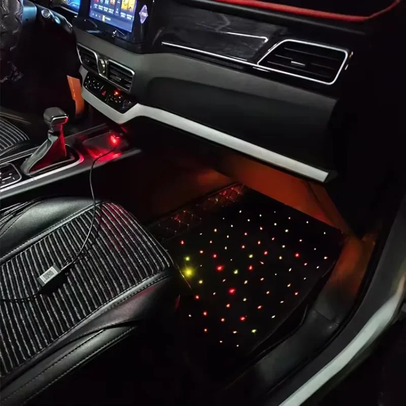 12V Universal 4 Pieces Fiber Optic Car Floor Mats Carpet Car Mat ...