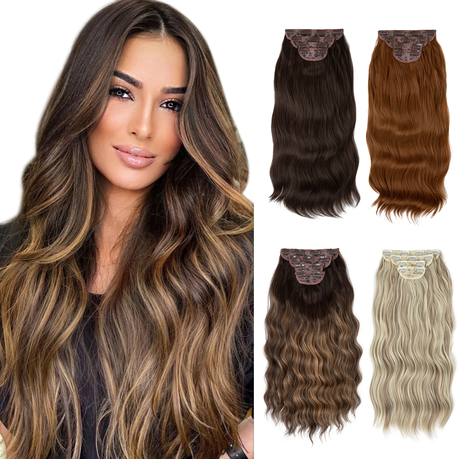 SARLA-Extensions-de-cheveux-synth-tiques-longs-ondul-s-clipser-pour ...