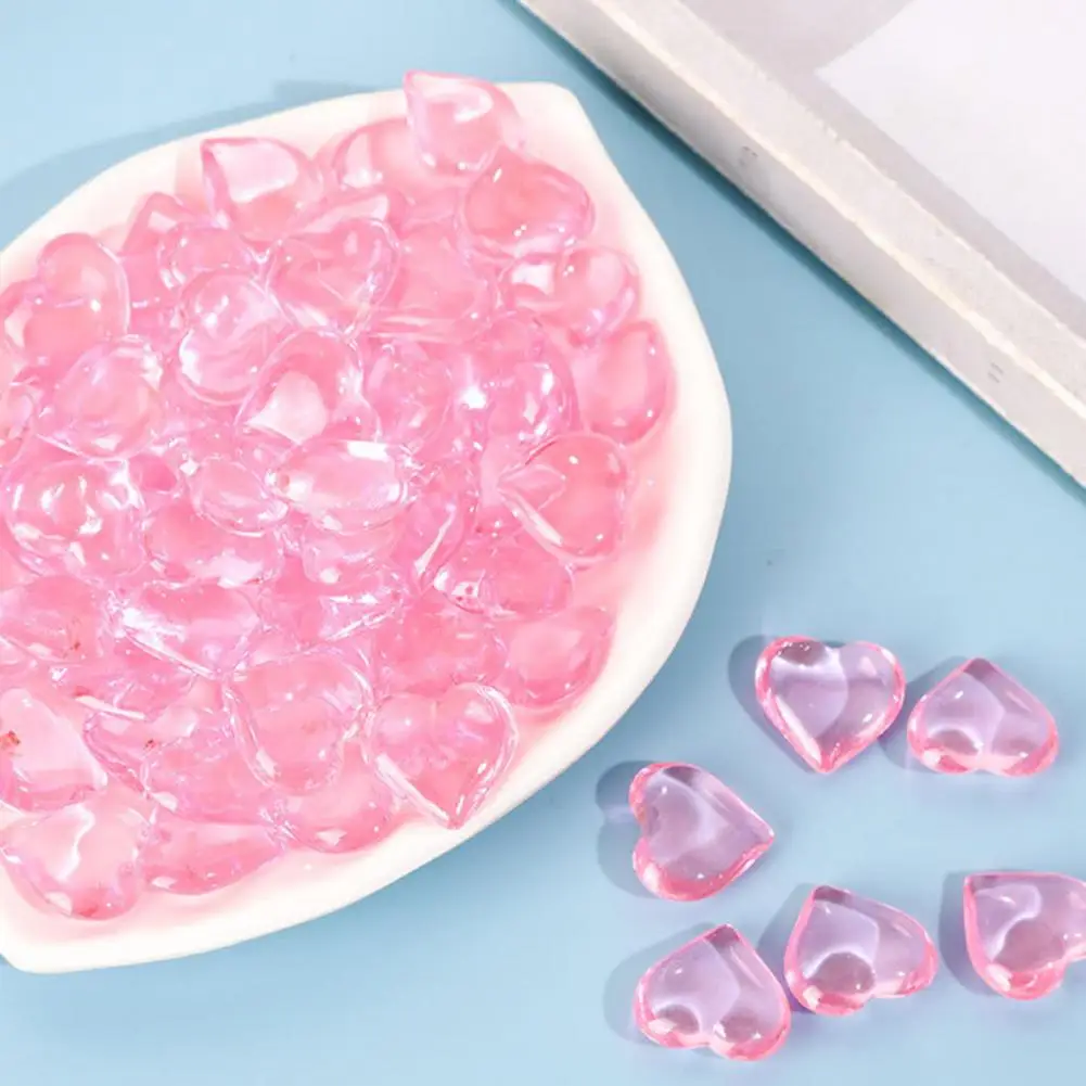 250Pcs Acrylic Heart Faux Crystal Translucent Heart-shape Fake Gems ...