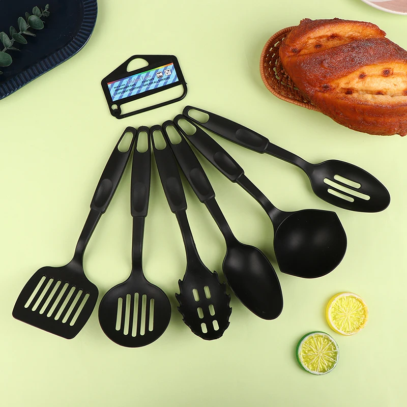 6Pcs-Nylon-Multifunction-Black-Shovel-Spoon-Soup-Ladle-Spatula-Set-Non ...