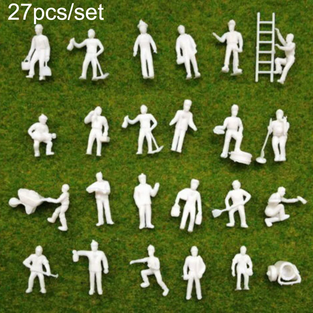 27Pcs-1-87-Model-Miniature-White-Figures-Architectural-Model-Human ...