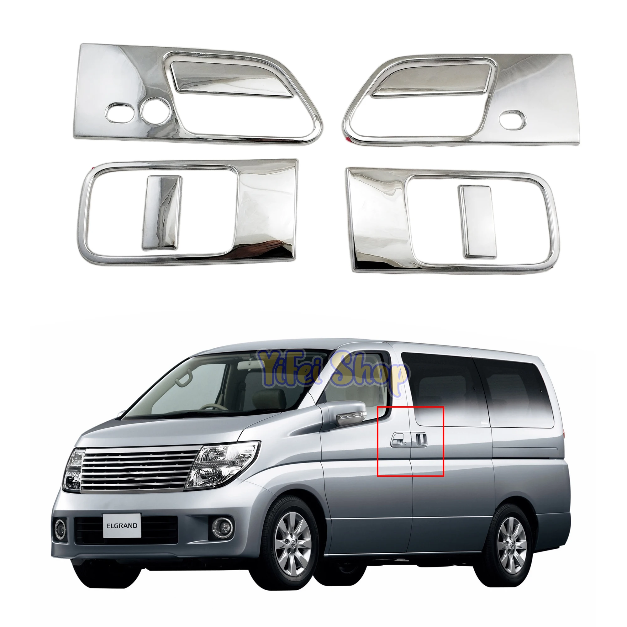 Yifei Chrome Car Accessories Handle Bowl Cover Trim Paste Style For For Nissan Elgrand E51 2002 ...