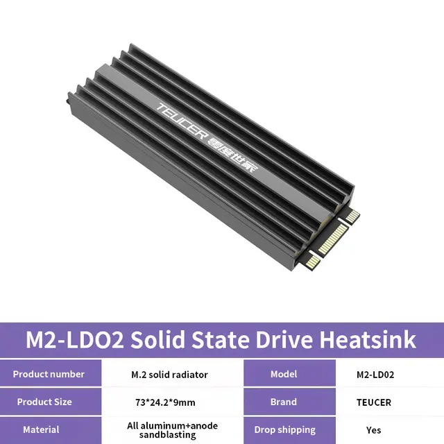 TEUCER 2280 SSD Heatsink M.2 NVME Radiator Magnesium Aluminum Alloy PC ...