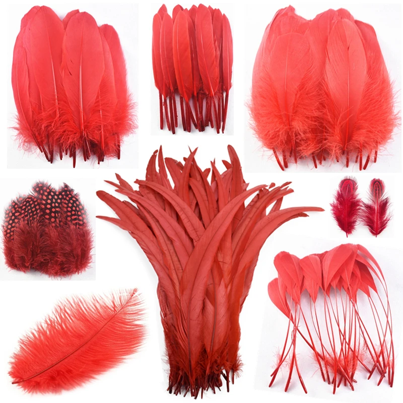 20pcs-Red-Rooster-Goose-Pheasant-Feathers-Crafts-Duck-Turkey-Peacock ...