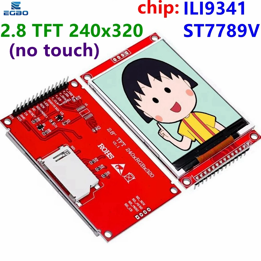2.8" 240x320 SPI TFT LCD Serial Port Module With PCB Adapter Micro SD ILI9341 / ST7789V 5V/3.3V ...