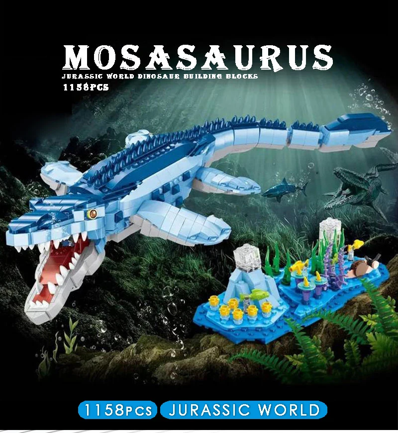 MOSASAURUS LEGO Compatible Custom Jurassic World Mosasaurus Figure # ...