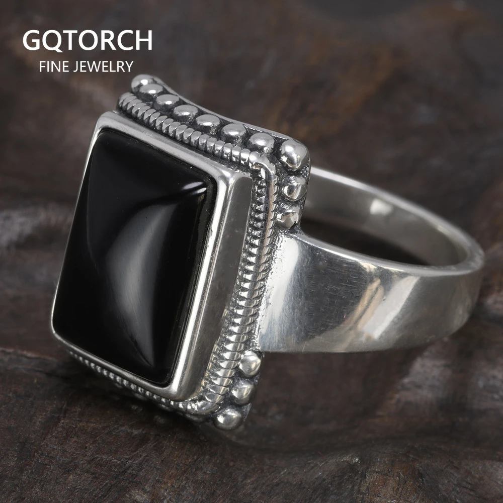 Solid 925 Sterling Silver Lucifer Rings With Black Onyx Natural Stone ...