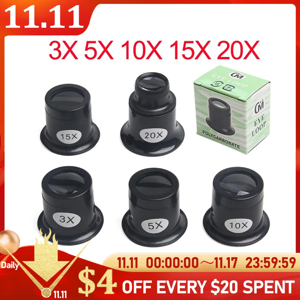 3X-5X-10X-15X-20X-Jewelers-Watch-Magnifier-Tool-Eye-Loupe-Loop ...