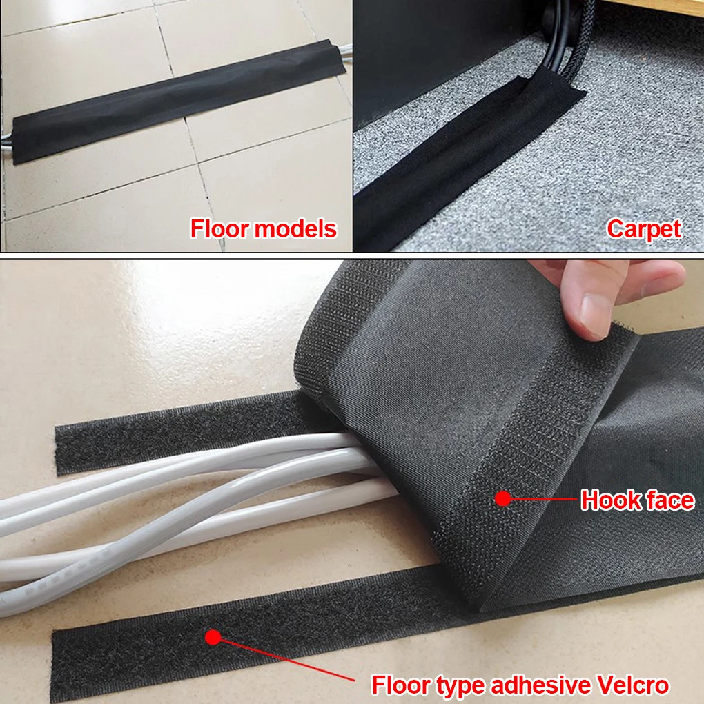 1-3-Meter-Cable-Cover-Soft-Adjustable-Hook-And-Loop-Office-Desk-Wire ...