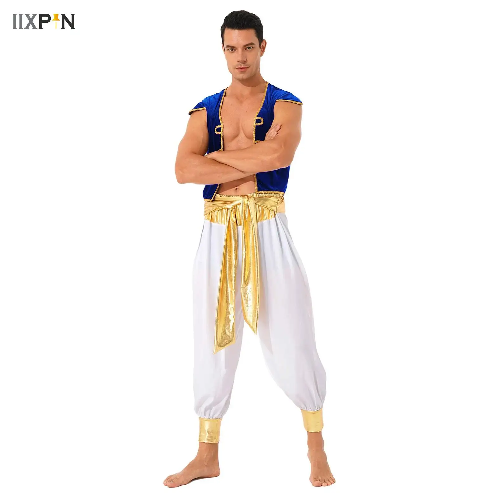 Mens Halloween Arabian Prince Costume Mythical Aladin Theme Party ...