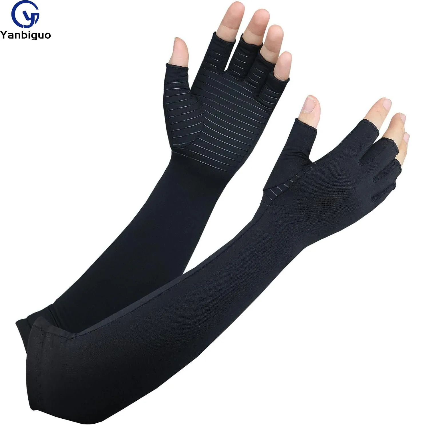Long-Copper-Compression-Arthritis-Gloves-for-Women-Men-Medical-Arm-Hand ...
