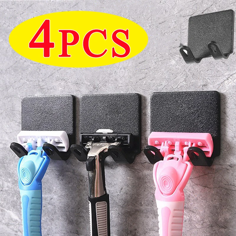 2-4PCS-Black-Traceless-Self-Adhesive-Wall-Hooks-Razor-Holder-Razor ...