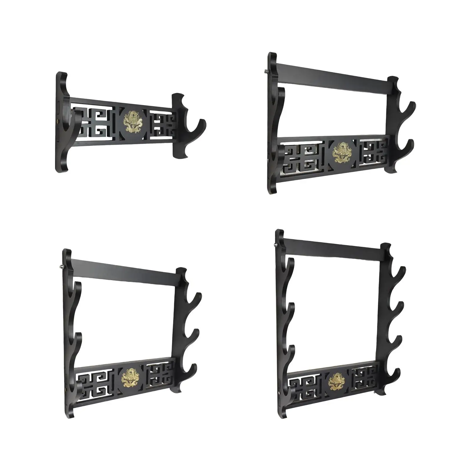 Japanese Samurai Sword Holder Dragon Pattern Bracket Rack Wall Mount ...