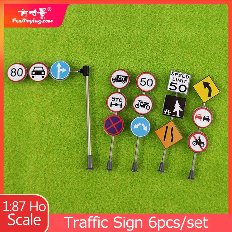6pcs-1-87-HO-Scale-miniature-traffic-sign-model-scene-sand-table ...