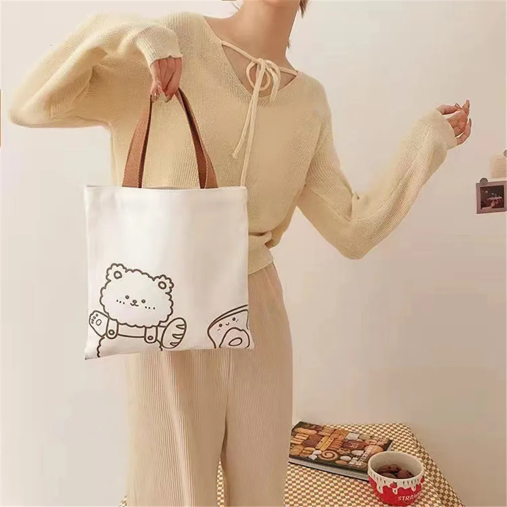 Women Little Canvas Handbag Cute Bear Simple Tote Cotton Cloth Bags ...