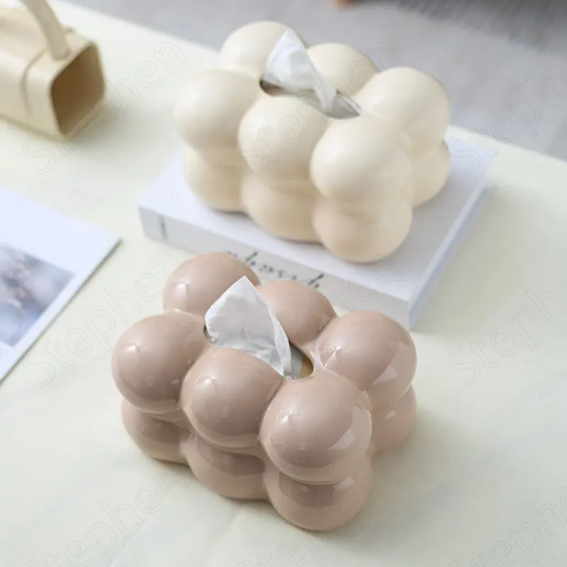 Relief-Cotton-Candy-Ceramic-Tissue-Boxes-Korean-Ins-Modern-Cream-Color ...