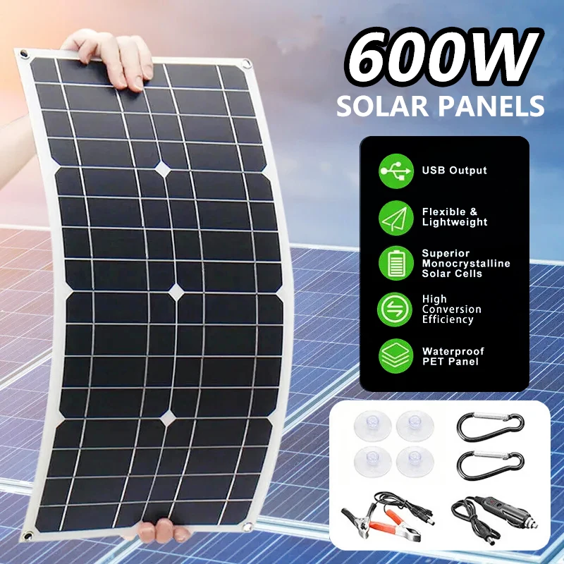 600W Solor Panel Flexible Power Bank Solar Cell Kit 12V18V Controller ...