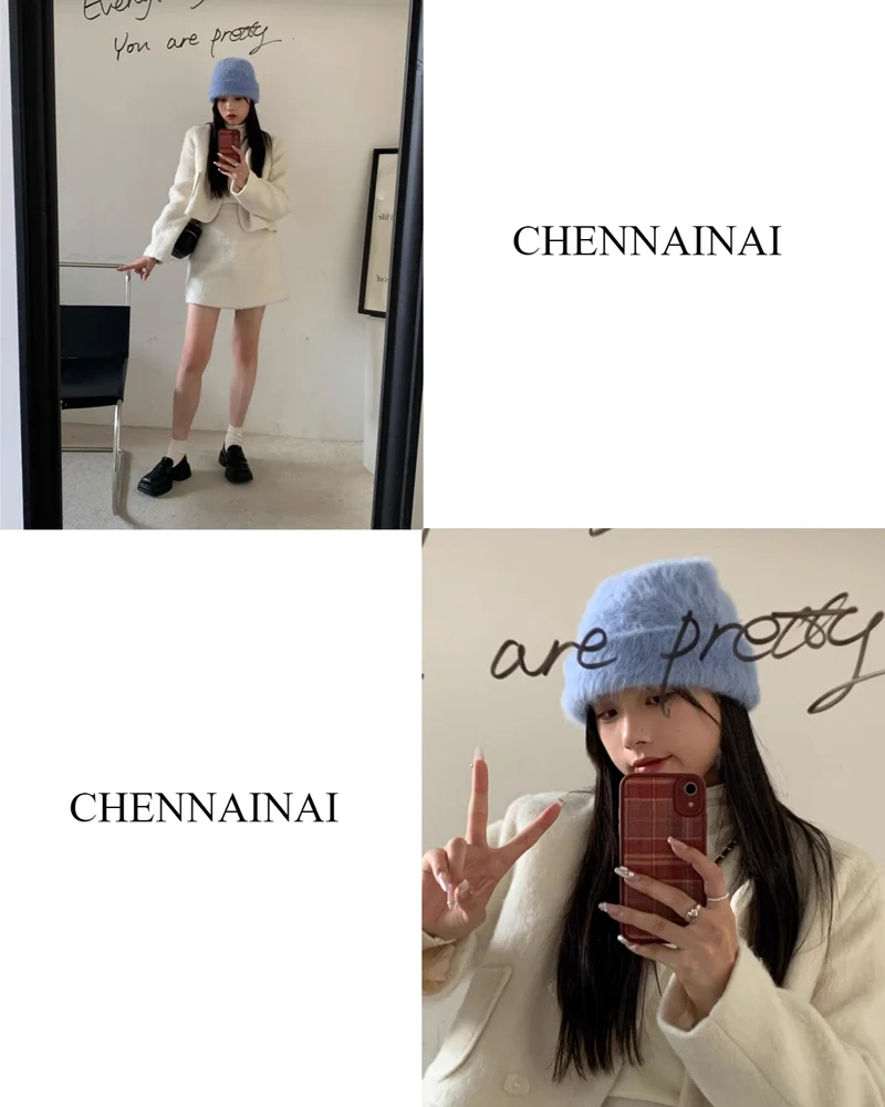 Женская шапочка из ангорского кролика Skullies | AliExpress