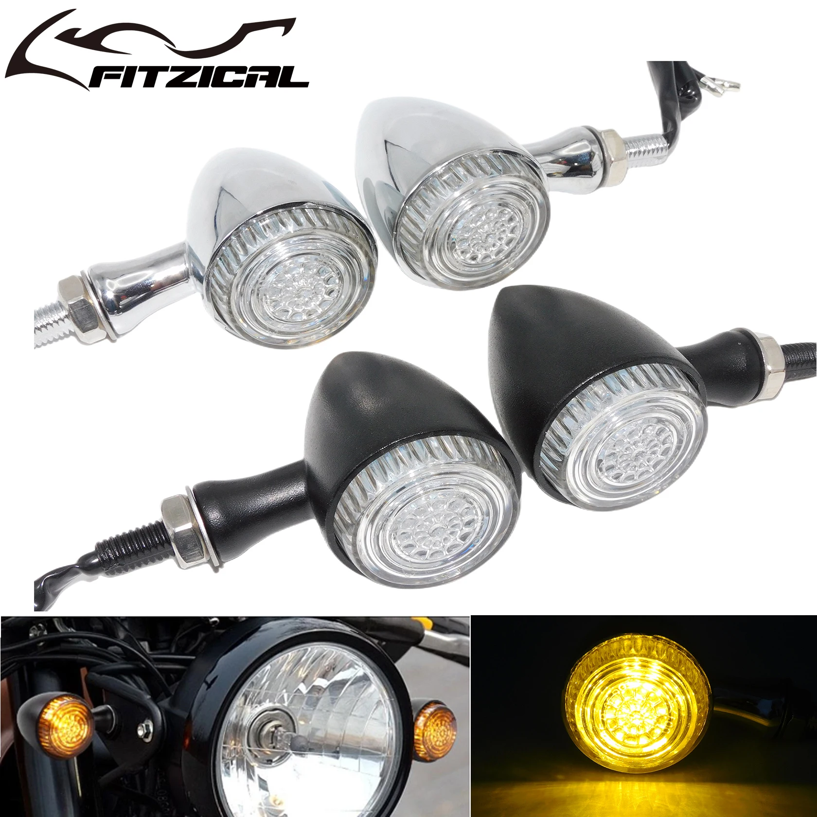 10mm Motorcycle Led Turn Signal Lights Amber Flasher Indicator Light ...