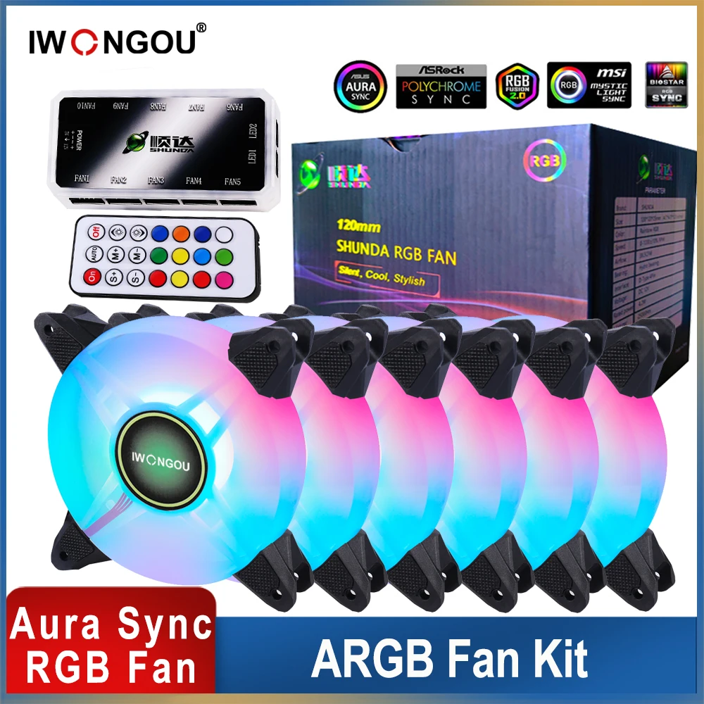 Cooler 120mm Argb Cooling Fan RGB Gamer Adjust Speed Double Halo ...