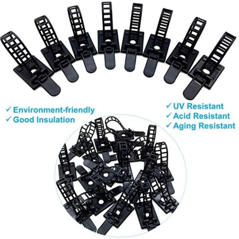 20pcs Adjustable Cable Organizer Self-adhesive Cable Straps Ties Cord ...