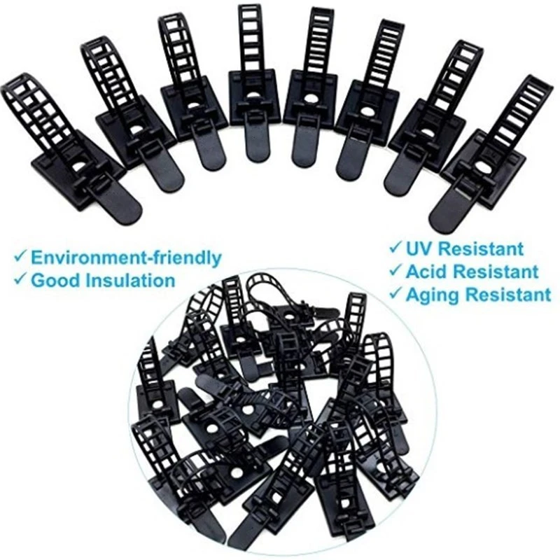 20pcs Adjustable Cable Organizer Self-adhesive Cable Straps Ties Cord ...