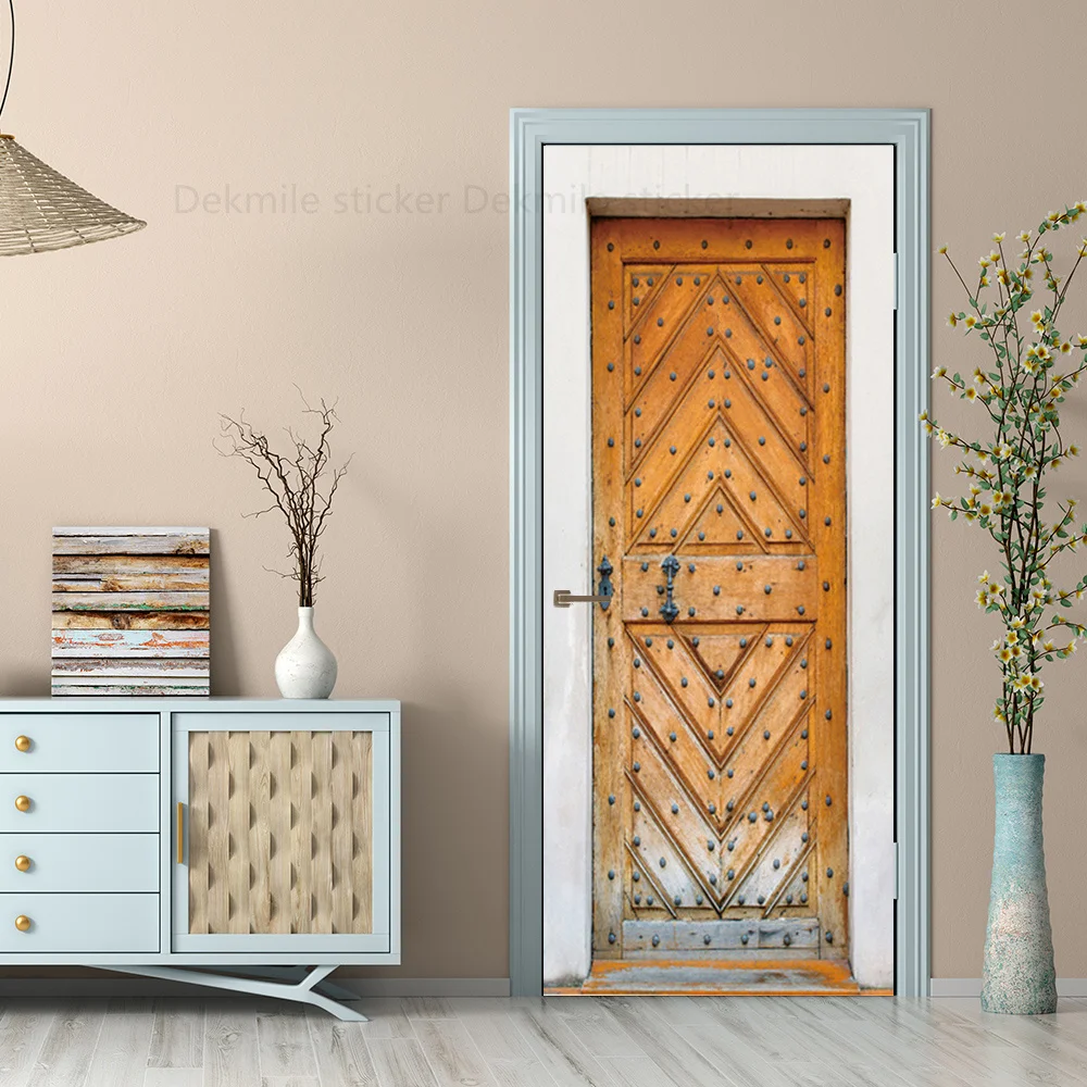 Self Adhesive 3d Door Stickers Waterproof For Living Room Bedroom Retro ...