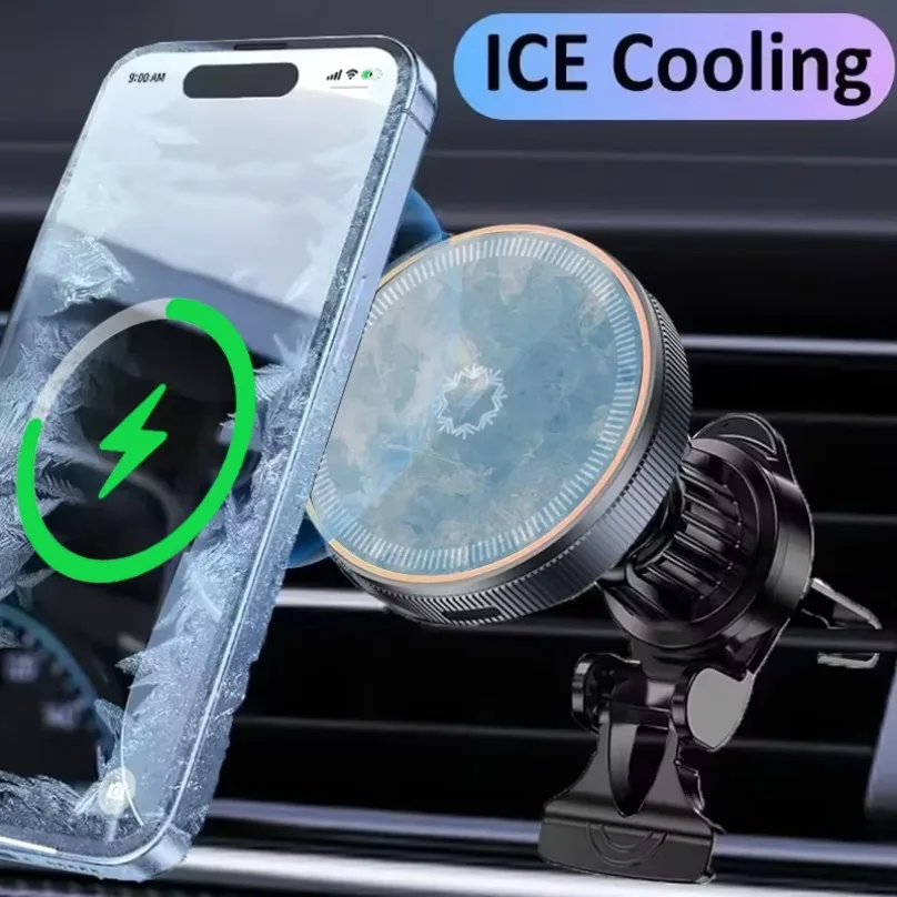 Wireless Ice Cooling Magnetic Car Charger For MagSafe iPhone 16 15 14 ...